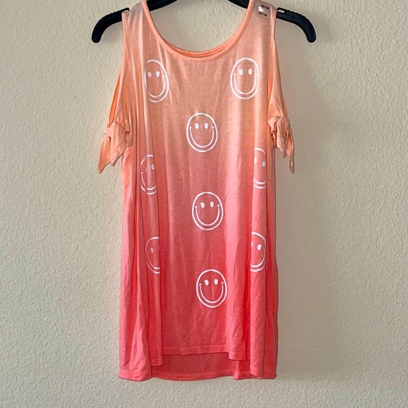 Justice | Shirts & Tops | Smiley Face Patterned Tank Top W Shoulder Cut ...